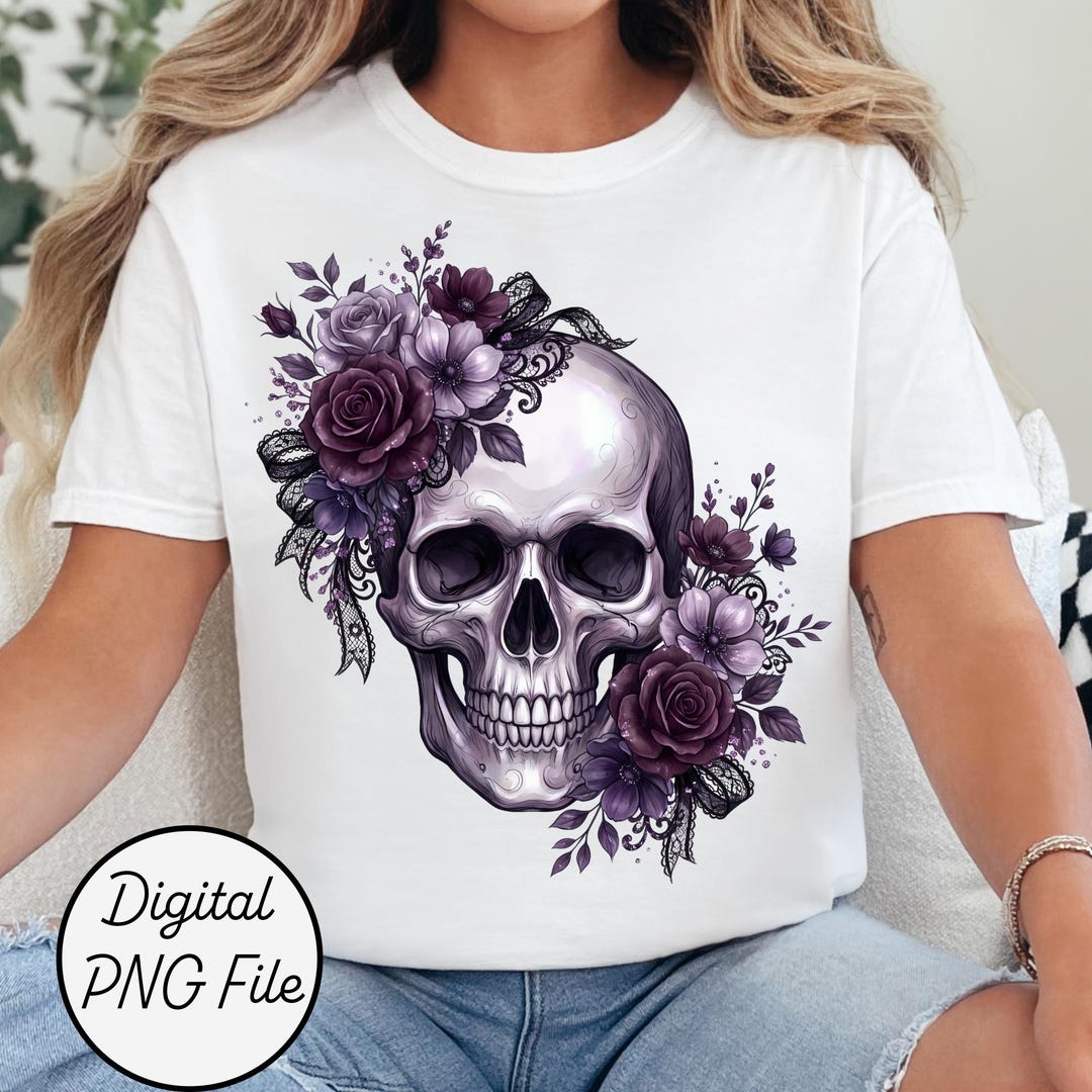 Purple Floral Lace Skull PNG, Gothic Vamp Romantic Aesthetic ...