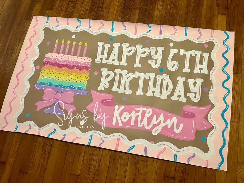 Girl Birthday Banner | Custom Birthday Banner | Girly Birthday Banner ...