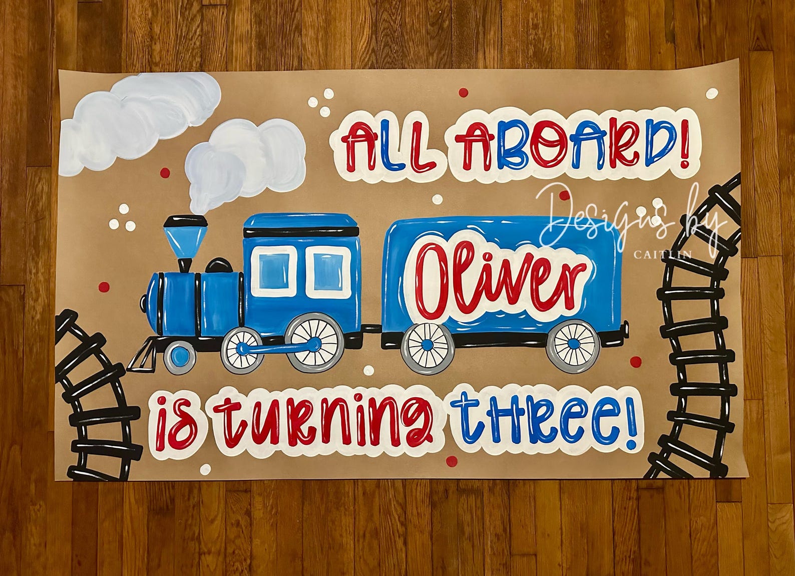 Custom Hand-painted Train Birthday Banner | Train Birthday Party Decor ...