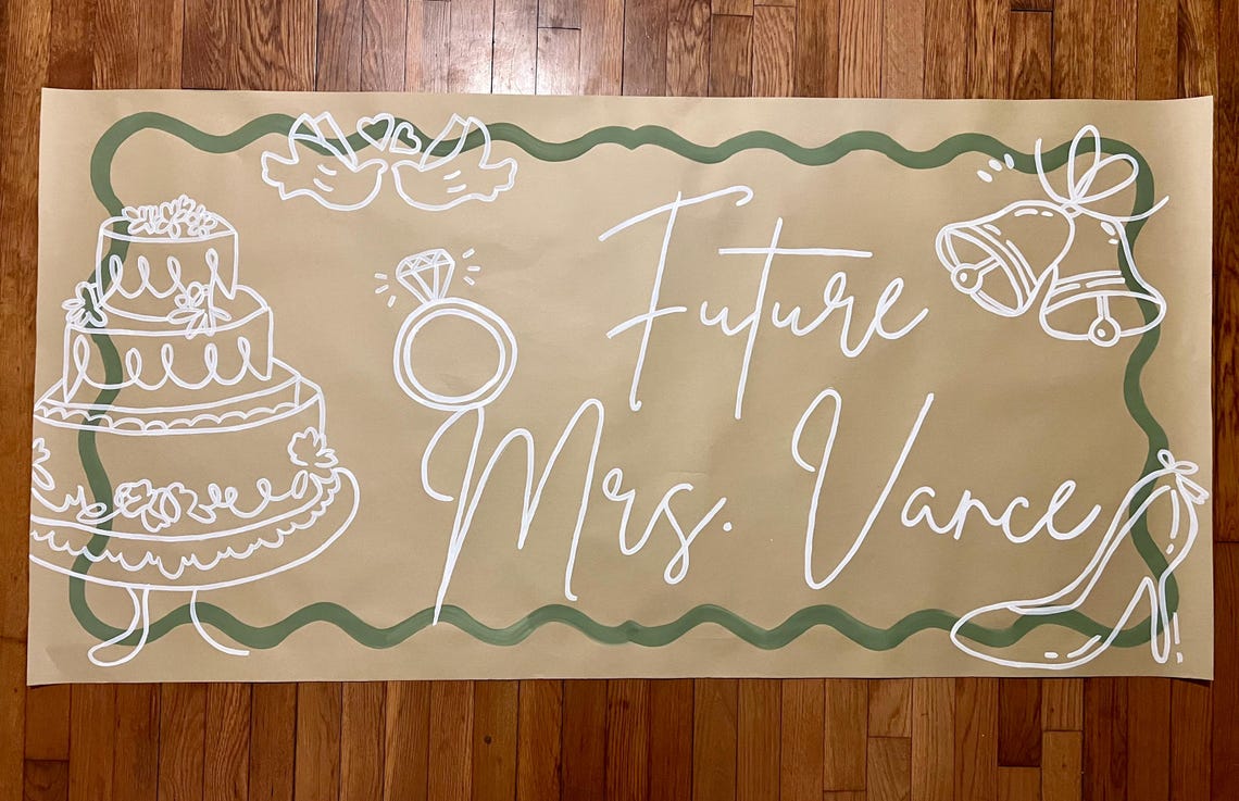 Elegant Minimalist Engagement Party Banner | Personalized Bridal Shower ...