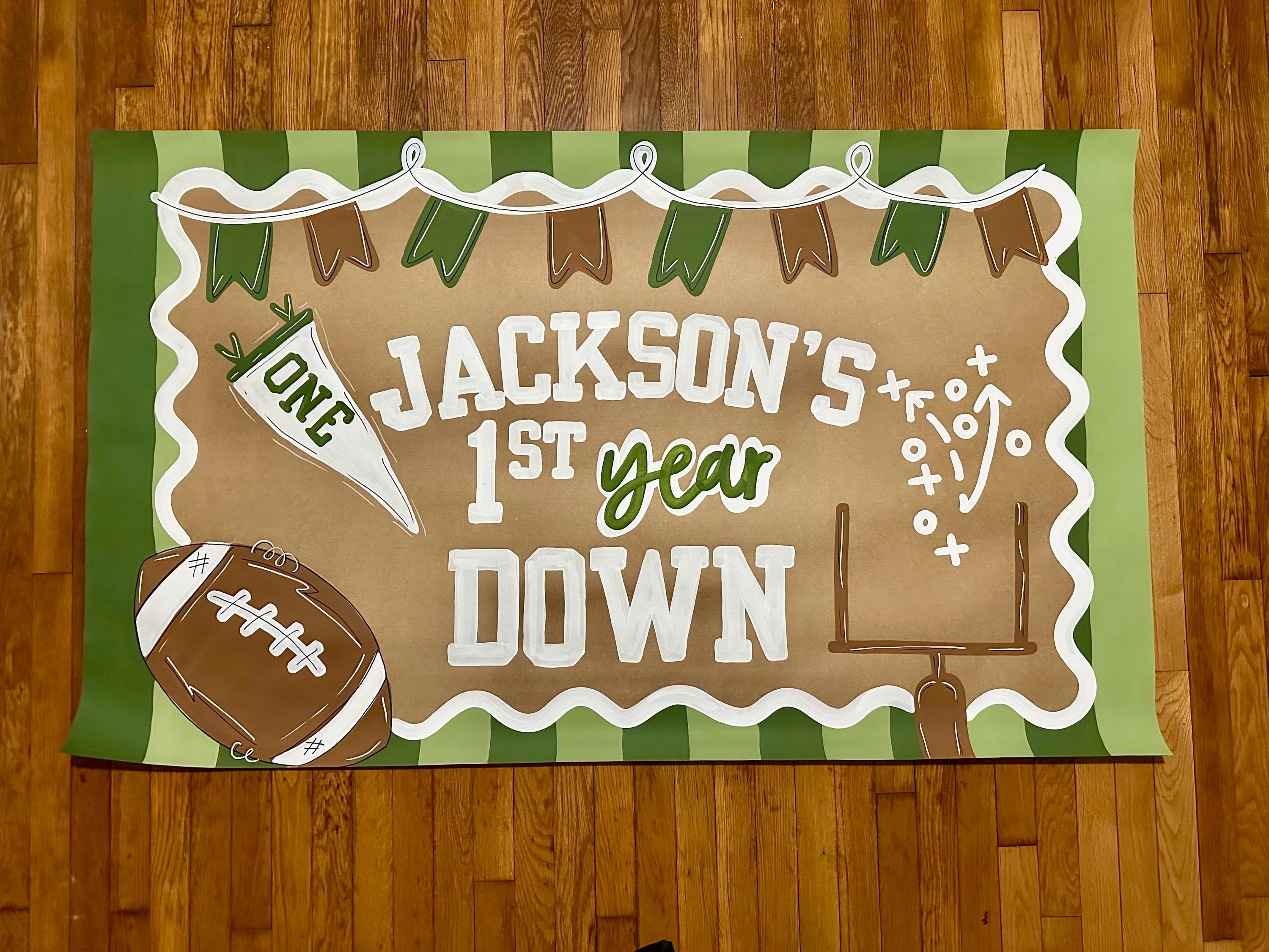 First Year Down Banner | First Year Down Birthday Decor | Football ...