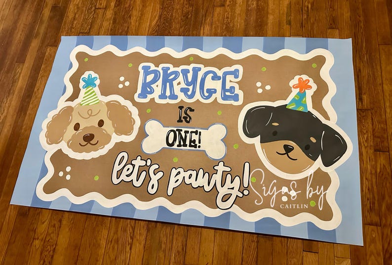 Let's Pawty Dog Birthday Baanner | Puppy Birthday Party Decor | Dog ...