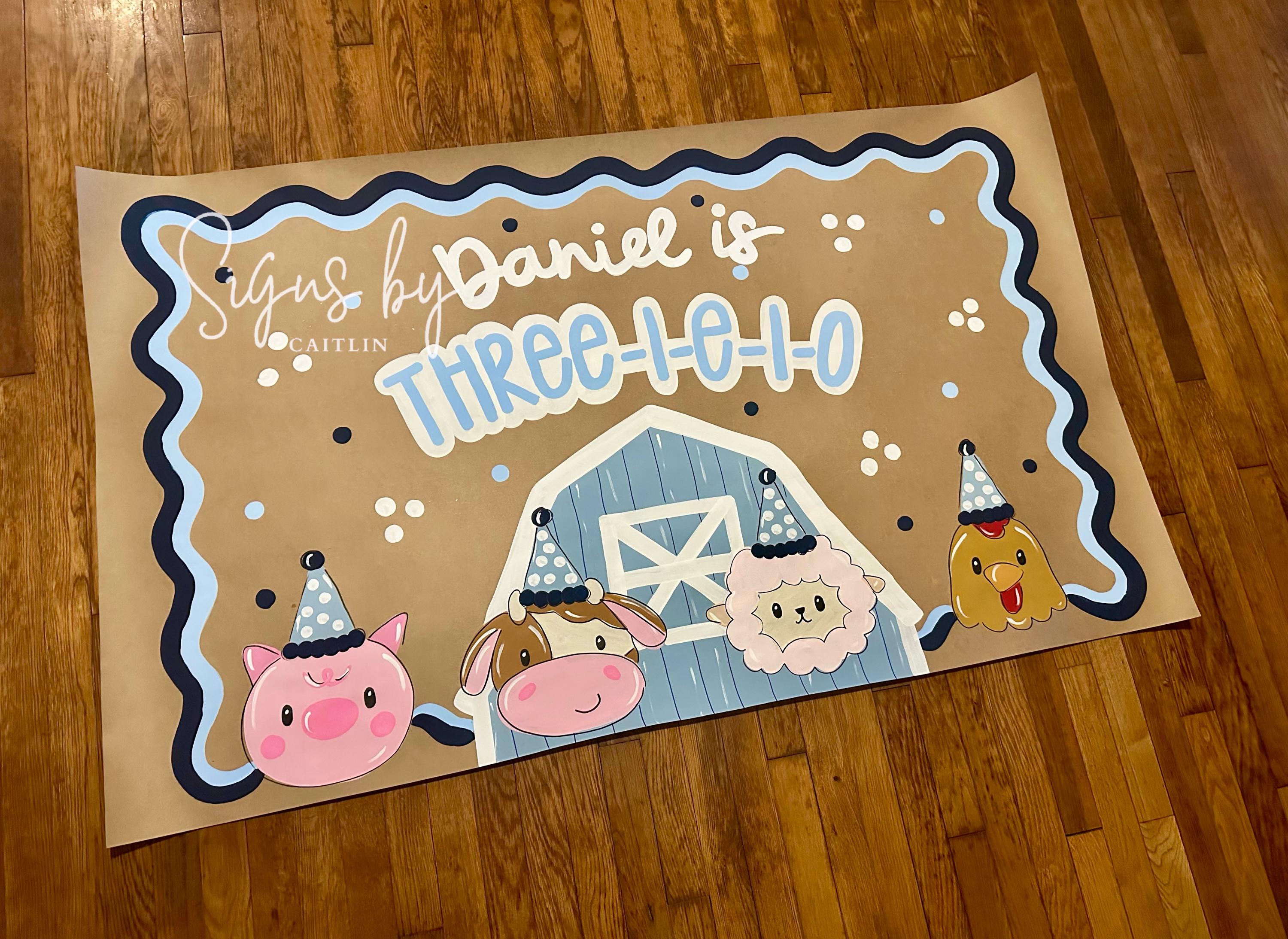 Custom Hand-painted Farm Birthday Banner | Farm Birthday Party Decor ...