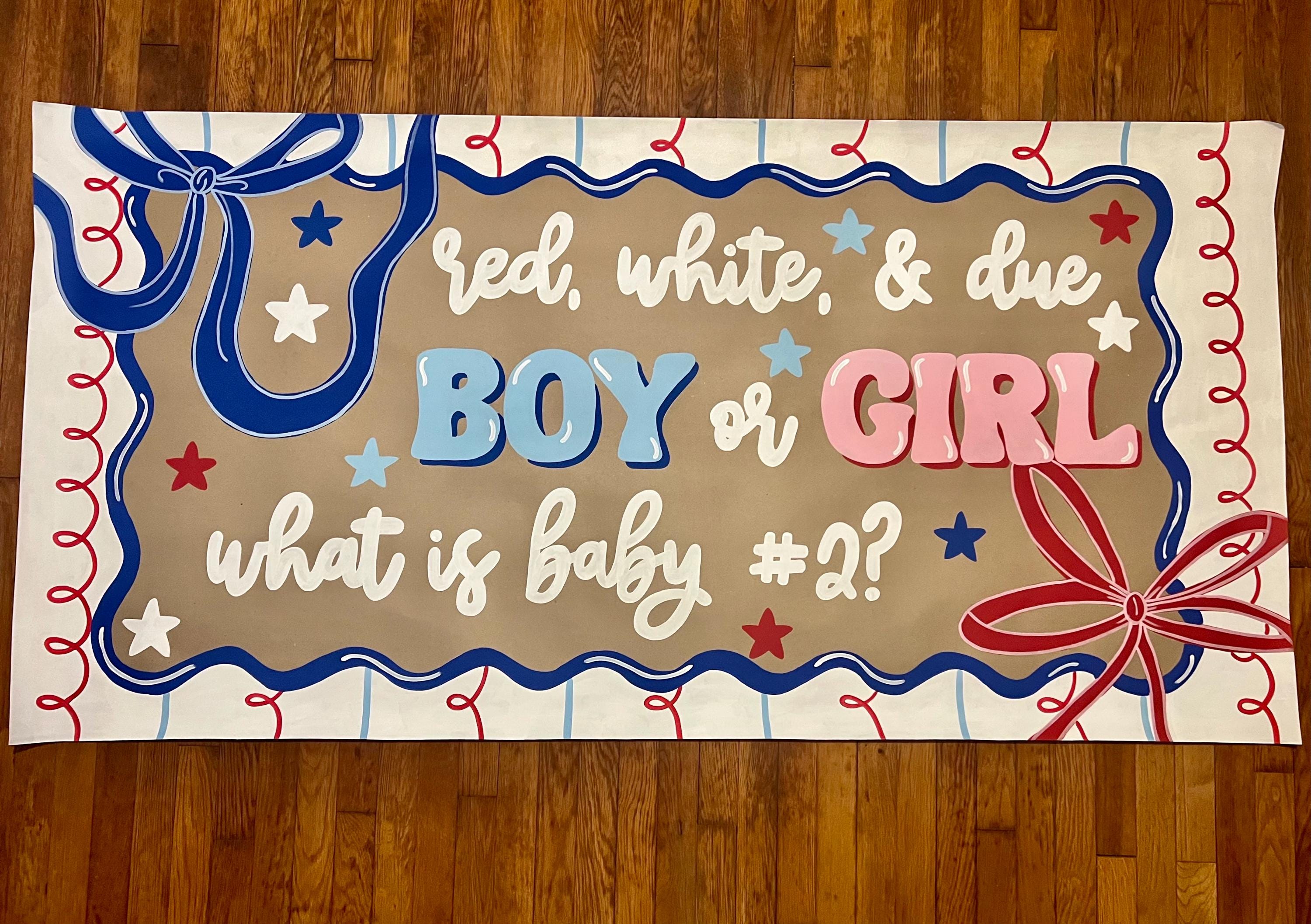Custom Hand-painted Gender Reveal Banner | Personalized Gender Reveal ...