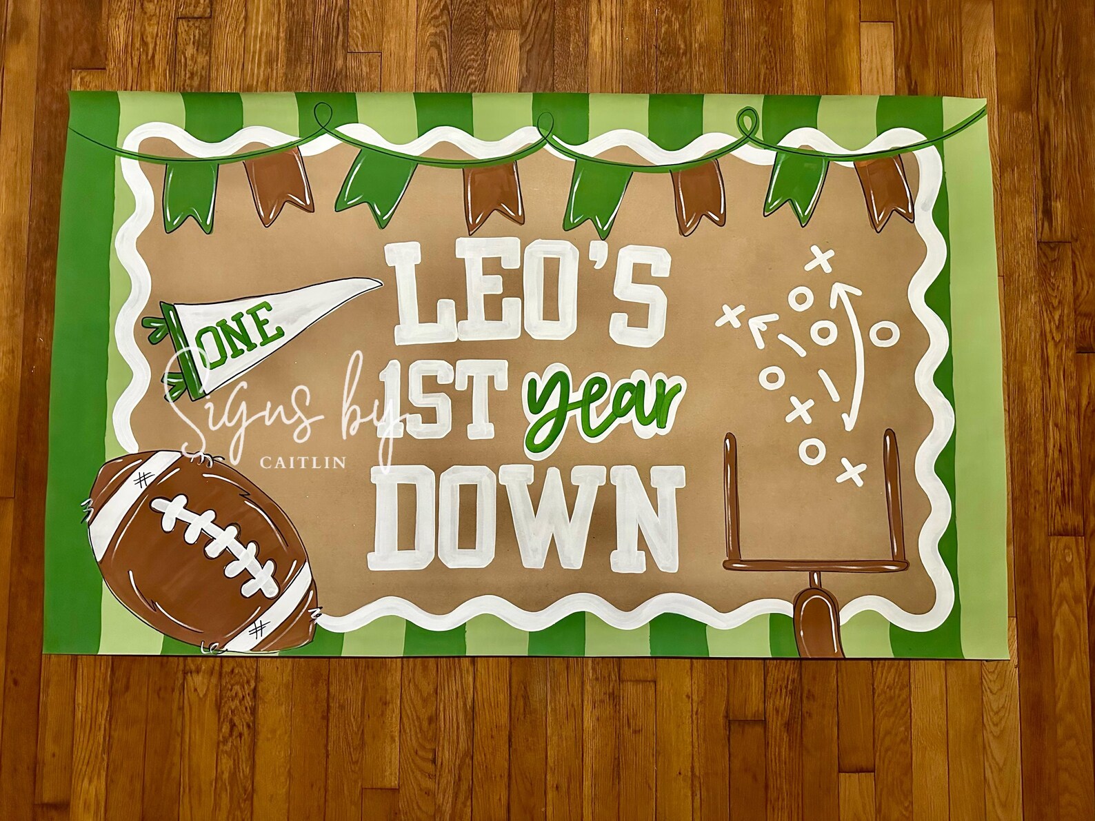 First Year Down Banner | First Year Down Birthday Decor | Football ...