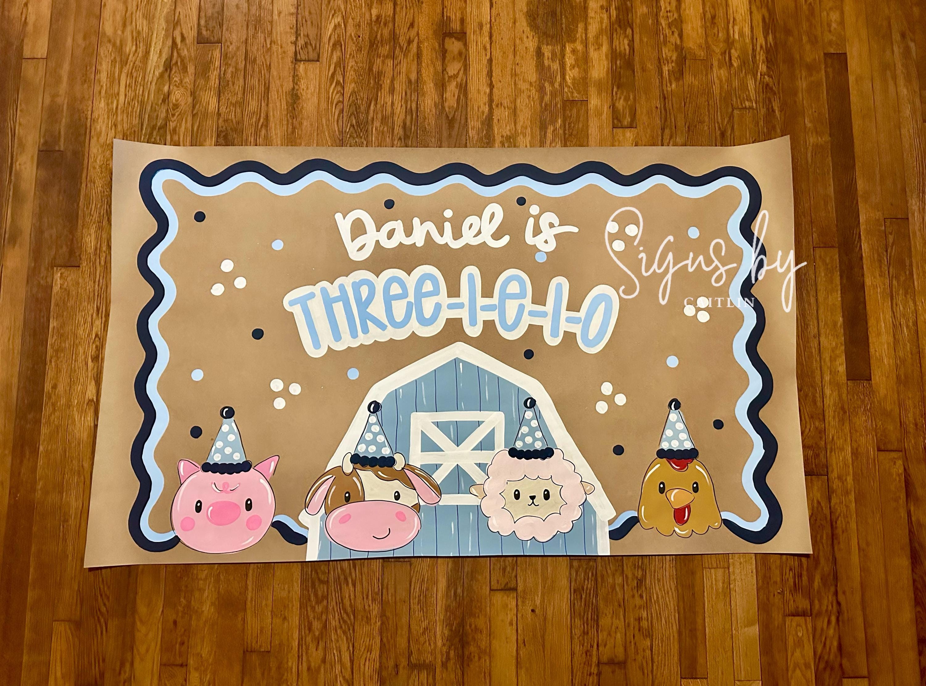 Custom Hand-painted Farm Birthday Banner | Farm Birthday Party Decor ...