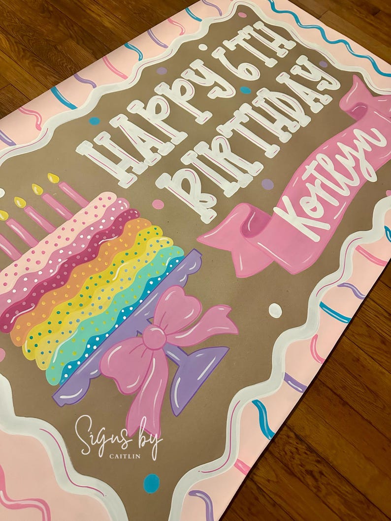 Girl Birthday Banner | Custom Birthday Banner | Girly Birthday Banner ...