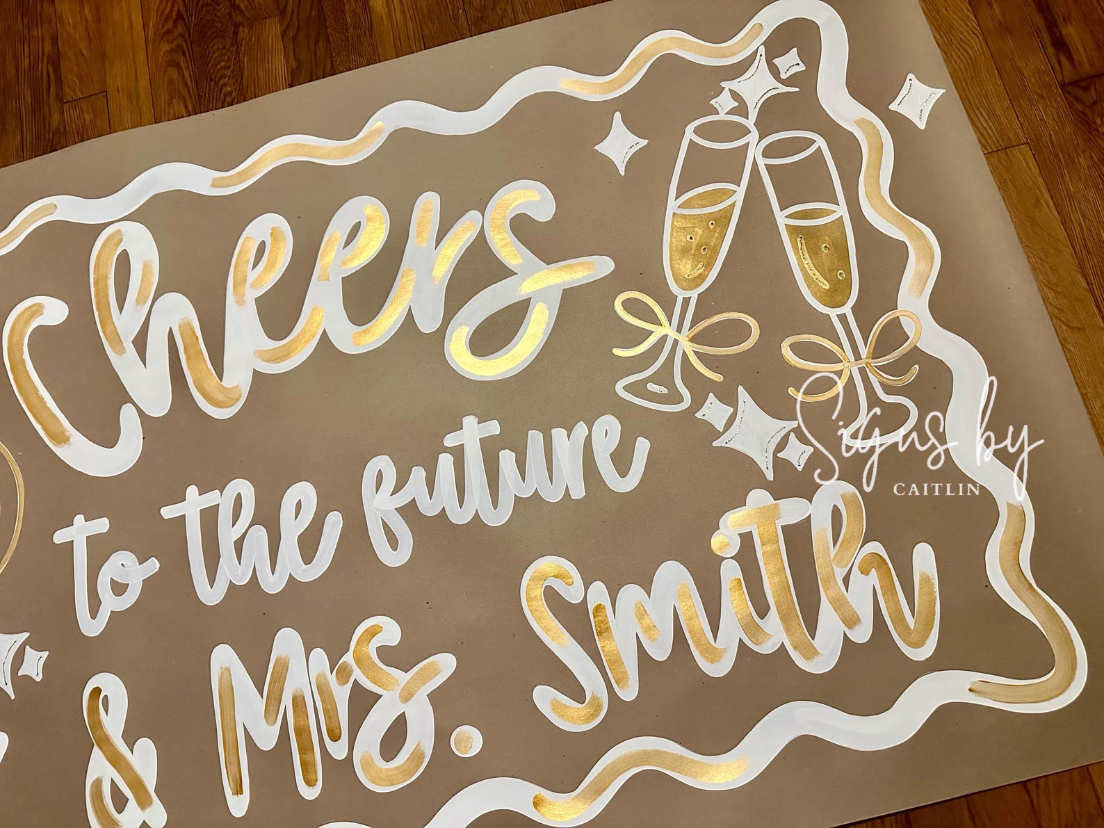 Custom Engagement Banner | Engagement Party Banner | White and Gold ...