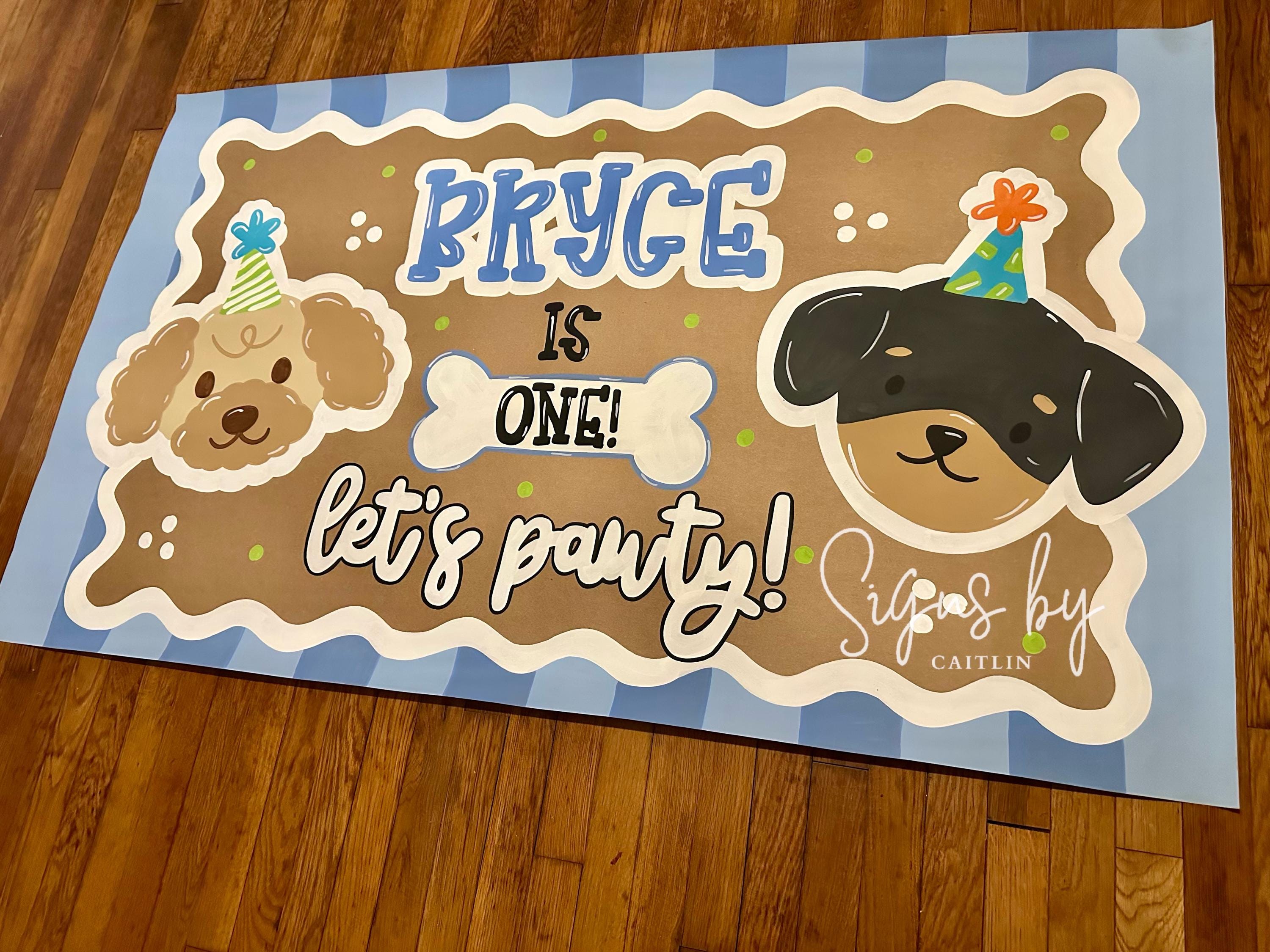 Let's Pawty Dog Birthday Baanner | Puppy Birthday Party Decor | Dog ...