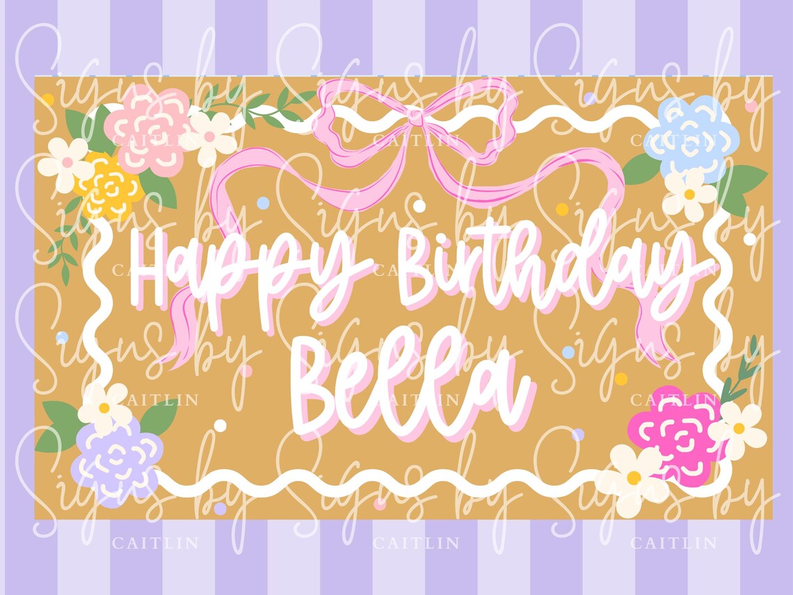 Girl Flower Birthday Banner Banner Mockup | Pink Girl Birthday Banner ...