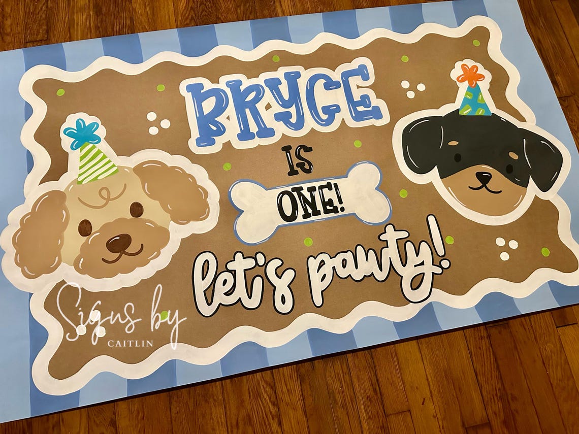 Let's Pawty Dog Birthday Baanner | Puppy Birthday Party Decor | Dog ...