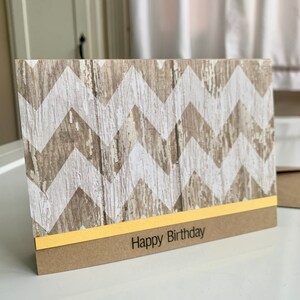 Handmade Happy Birthday - Chevron Pattern, Yellow, Brown - Etsy