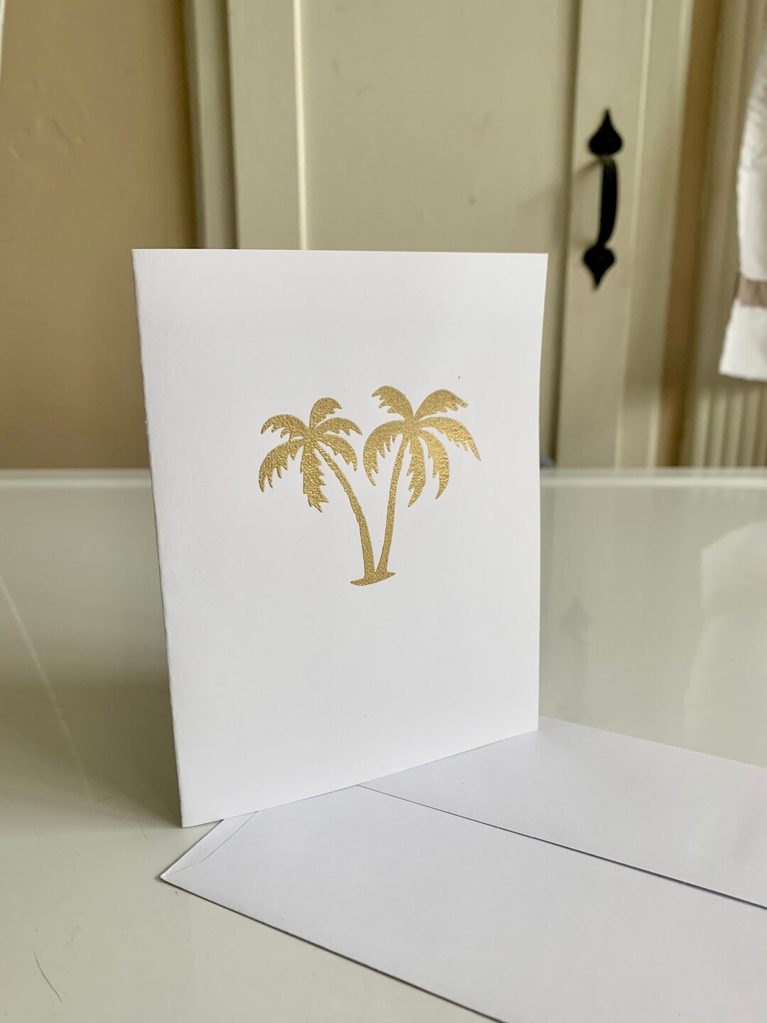 Handmade Palm Trees Gold Embossed Note Cards -blank Inside- Choice of ...