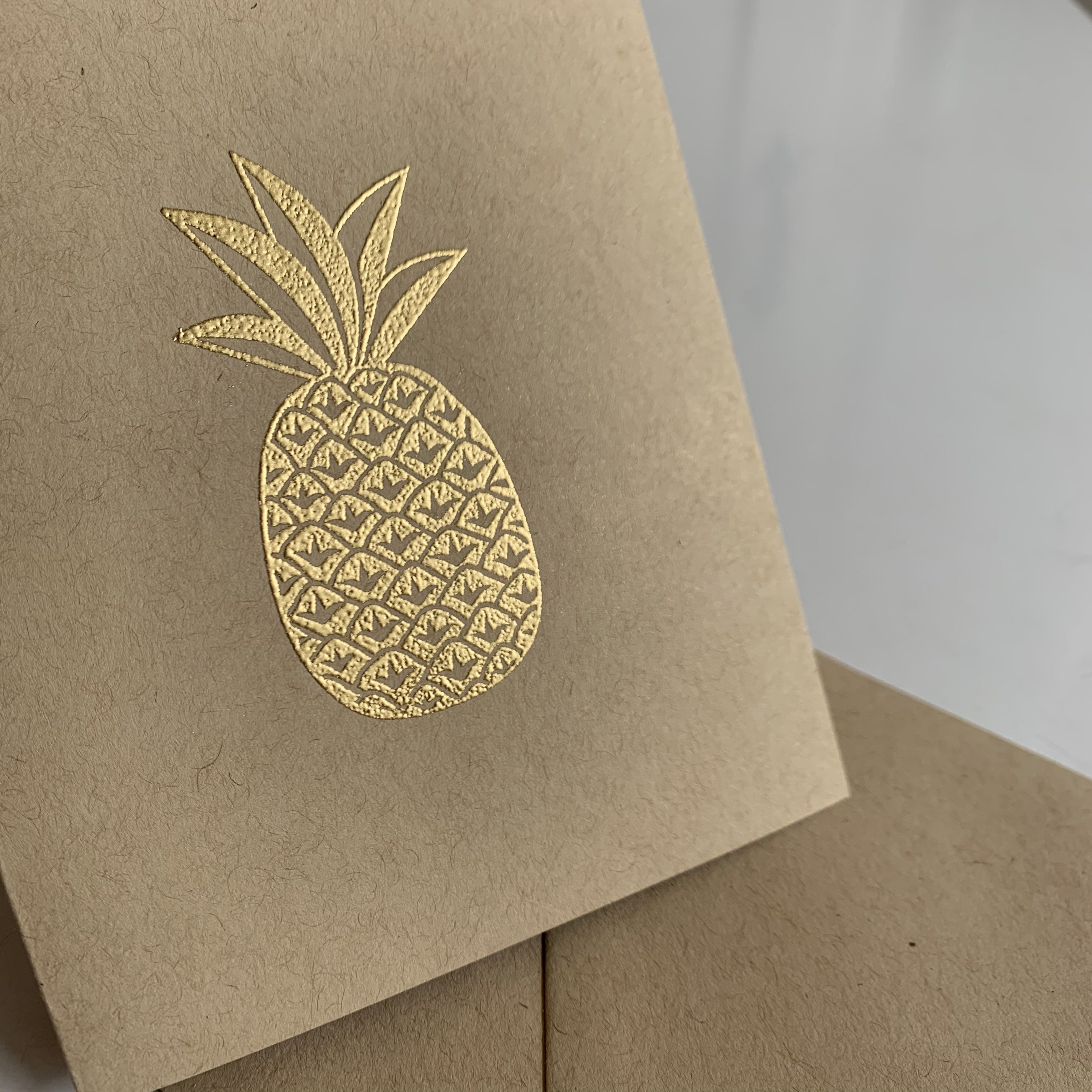 Handmade Pineapple Gold Embossed Note Cards - Blank Inside- Stationery ...