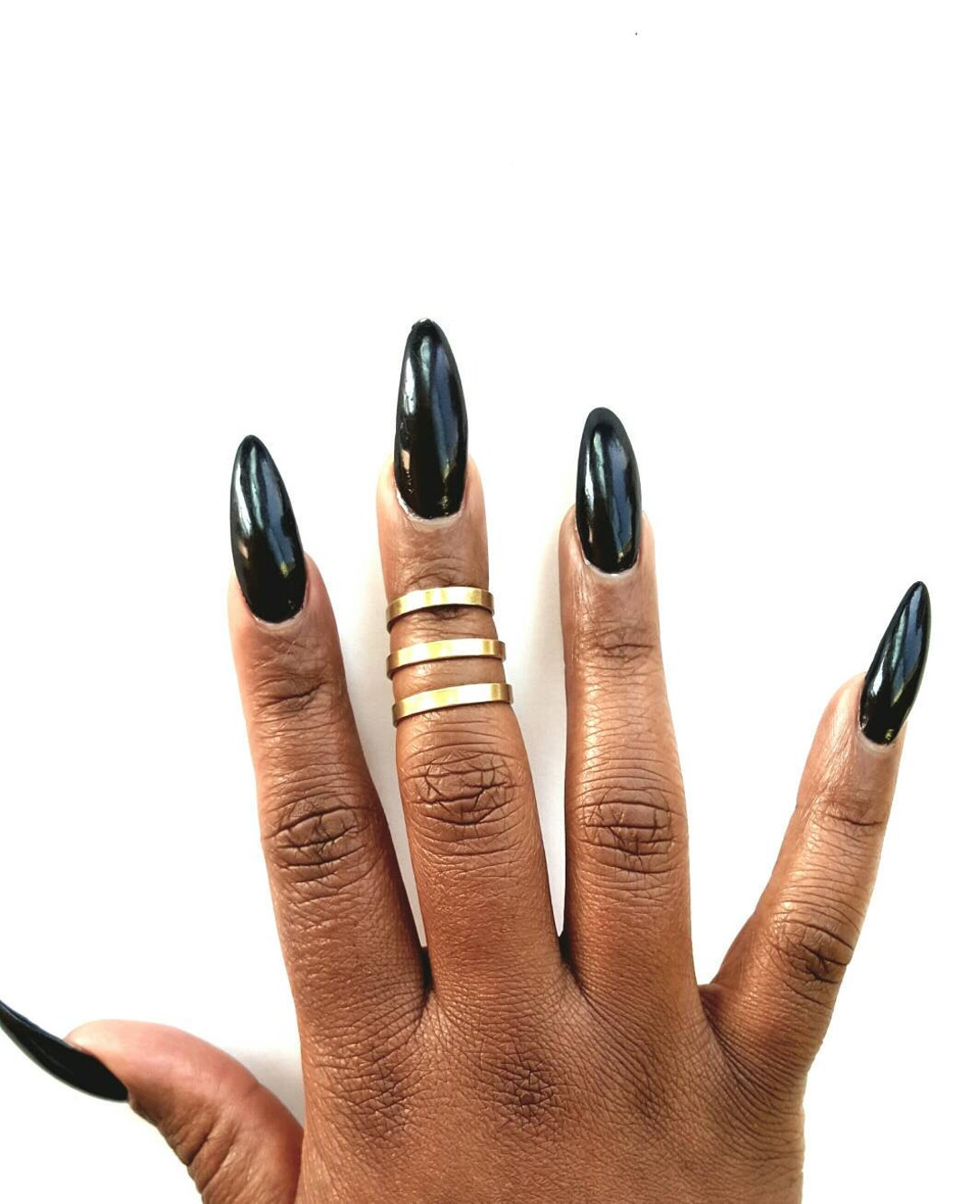 Gold Band Knuckle Ring// Set of Three//gold Ring Set// Adjustable ...