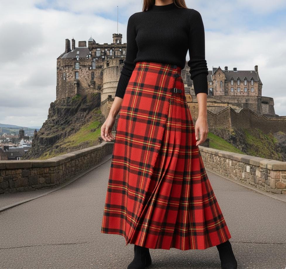 Women’s Highland Tartan Maxi Skirt Handmade Full Length Plaid Wrap ...
