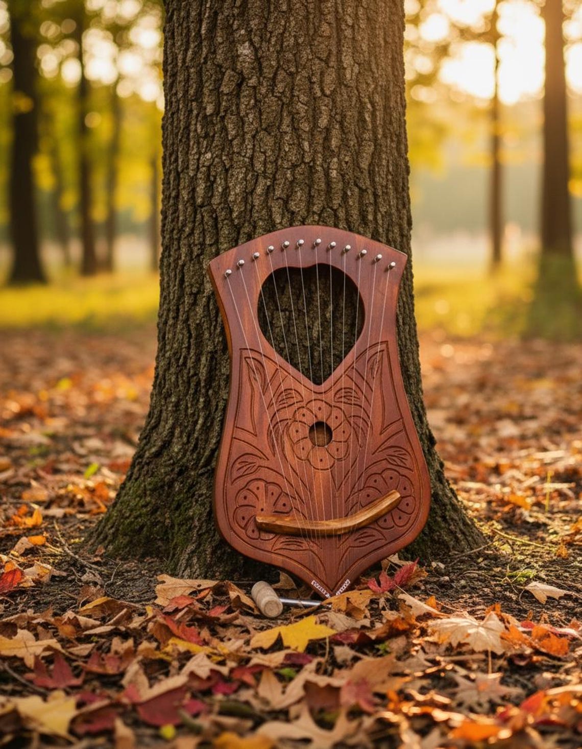 Heart Flower Irish Lyre Harp Handmade Rosewood 12 Strings Ancient ...
