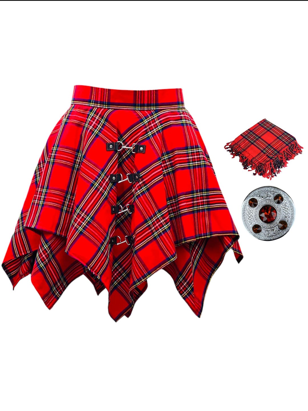 Women’s Scottish Tartan Pixie Kilt Skirt Handmade Double Layer With ...