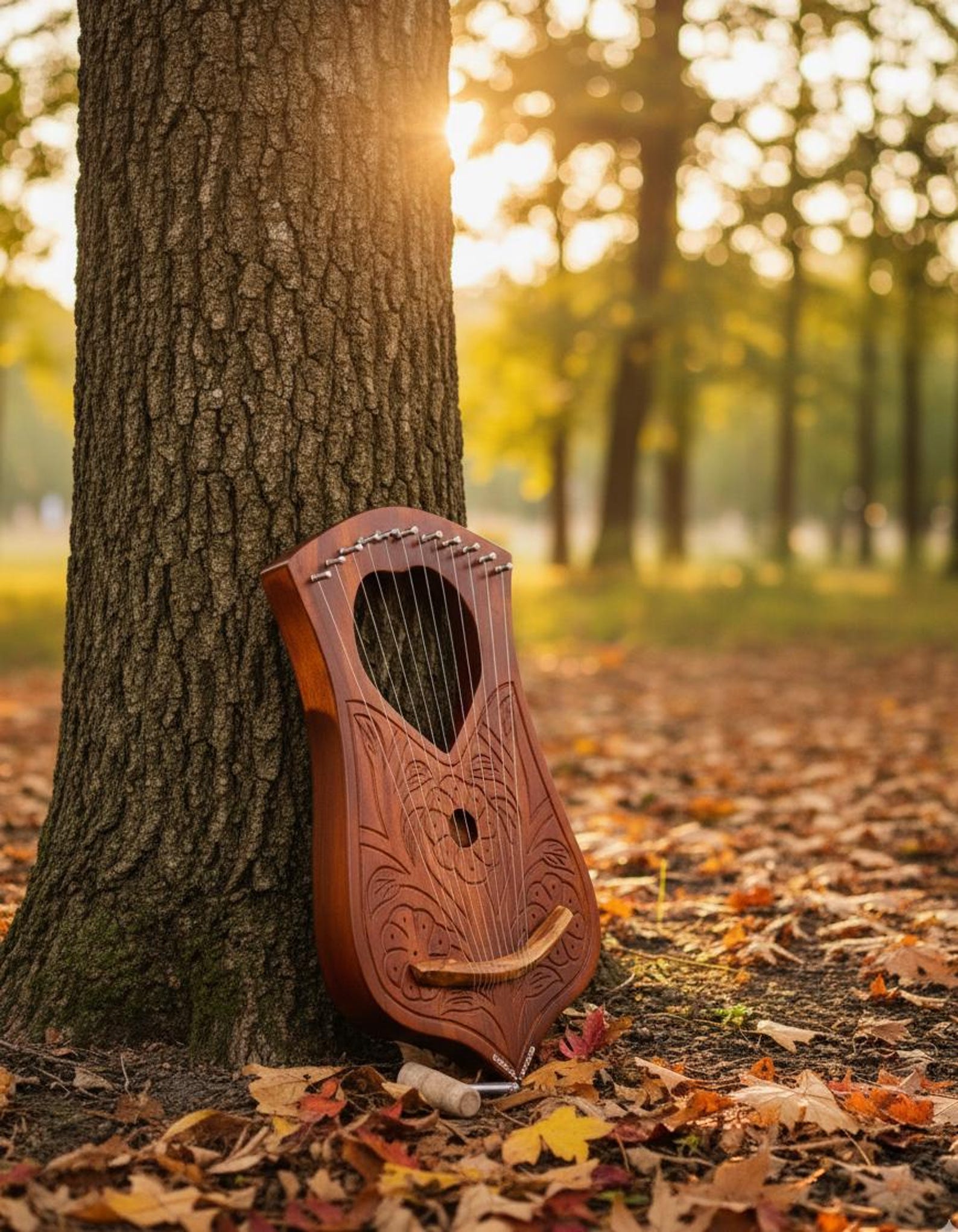 Heart Flower Irish Lyre Harp Handmade Rosewood 12 Strings Ancient ...