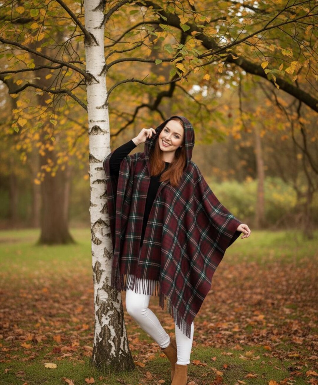 Scottish Tartan Ruana Shawl Handmade Plaid Cape Wrap Women's Highlander ...