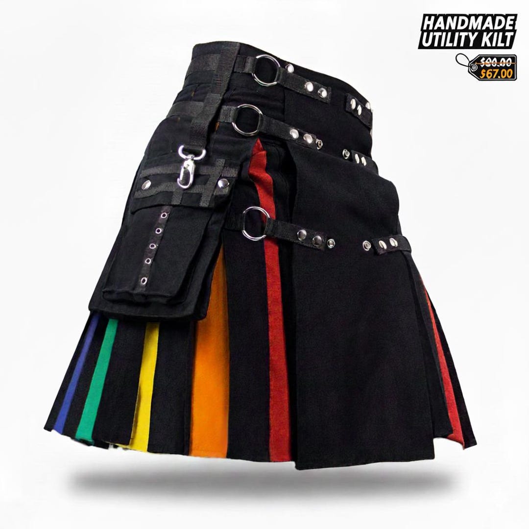 Men’s Pride Kilt Scottish Hybrid Rainbow Utility Kilt Handmade LGBT Gay ...