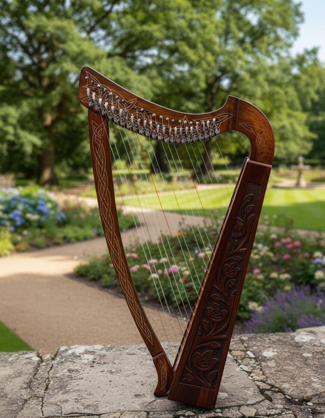 22 Strings Rosewood Lyre Harp Professional Celtic Irish Lever Harp With ...