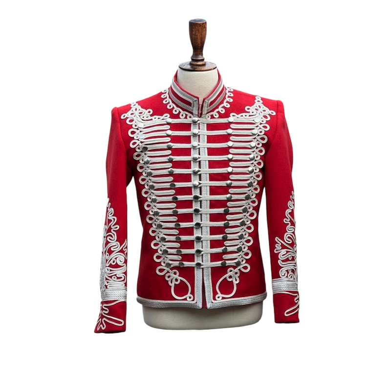Men's Red Napoleonic Military Jacket Handmade Steampunk Parade Uniform ...