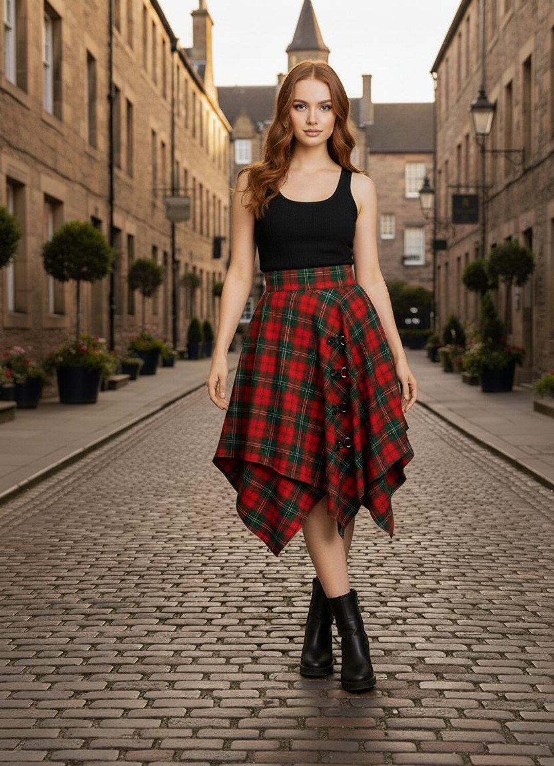 Women’s Scottish Tartan Pixie Skirt Handmade Wool Plaid Tartan Girls ...