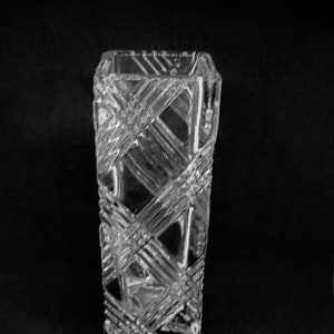 Fostoria Glass Vase for Avon Square Contemporary Cross Hatch Pattern ...