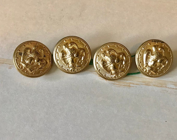4 Brass Eagle Buttons 13 Stars Military Uniform 2 Pc. Metal Shank Back ...