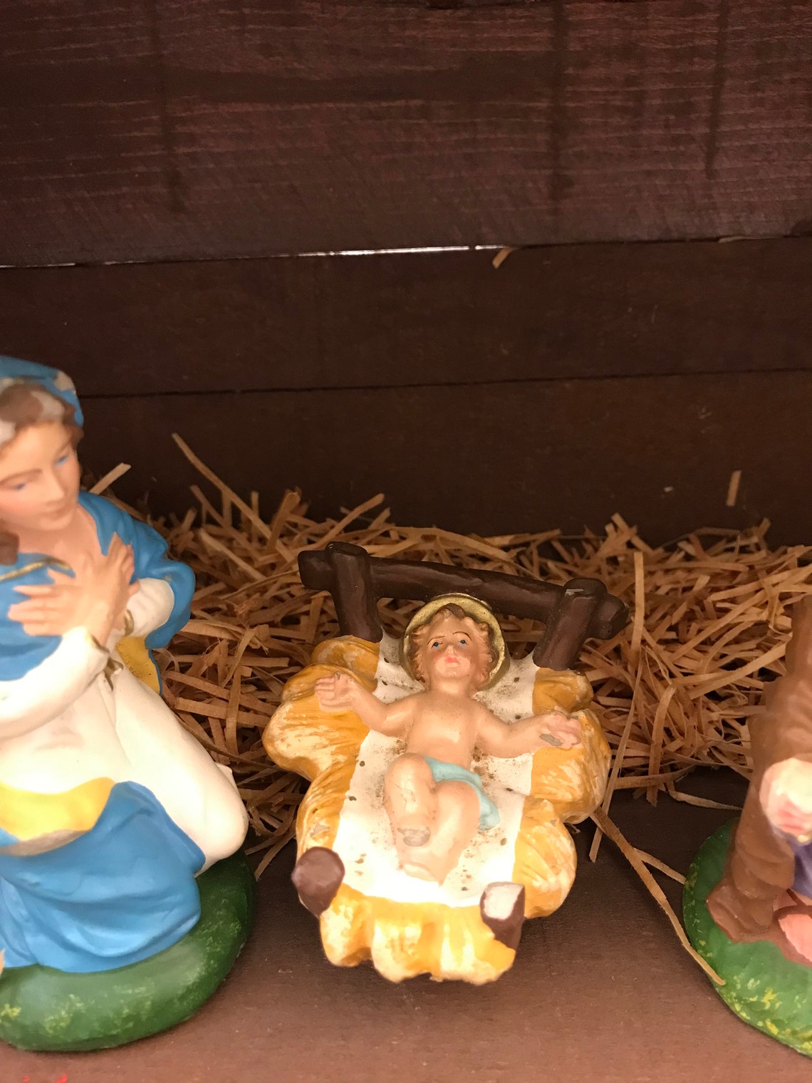 Primitive Wood Creche Nativity Set Mary Joseph Baby Jesus | Etsy