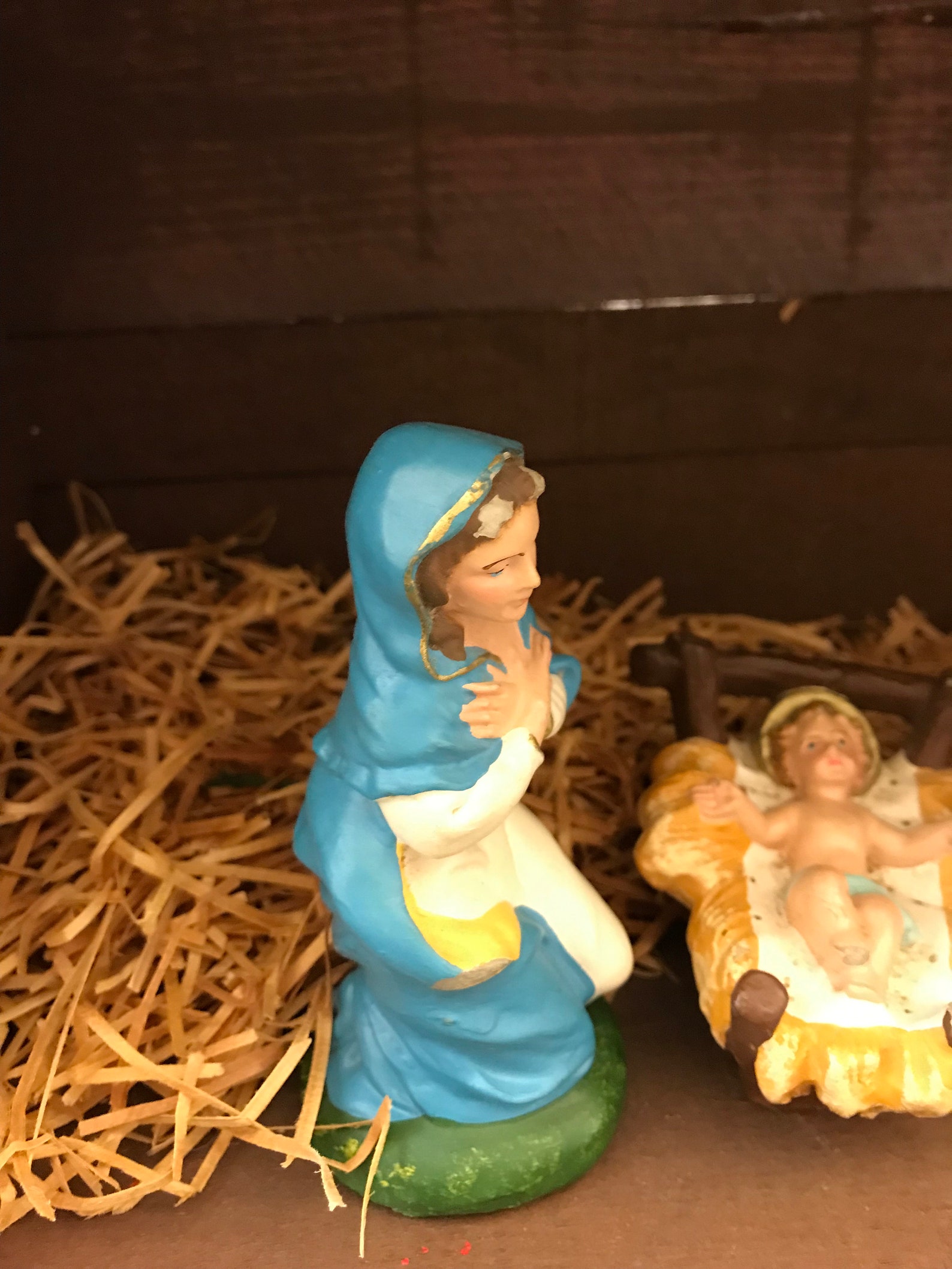 Primitive Wood Creche Nativity Set Mary Joseph Baby Jesus | Etsy