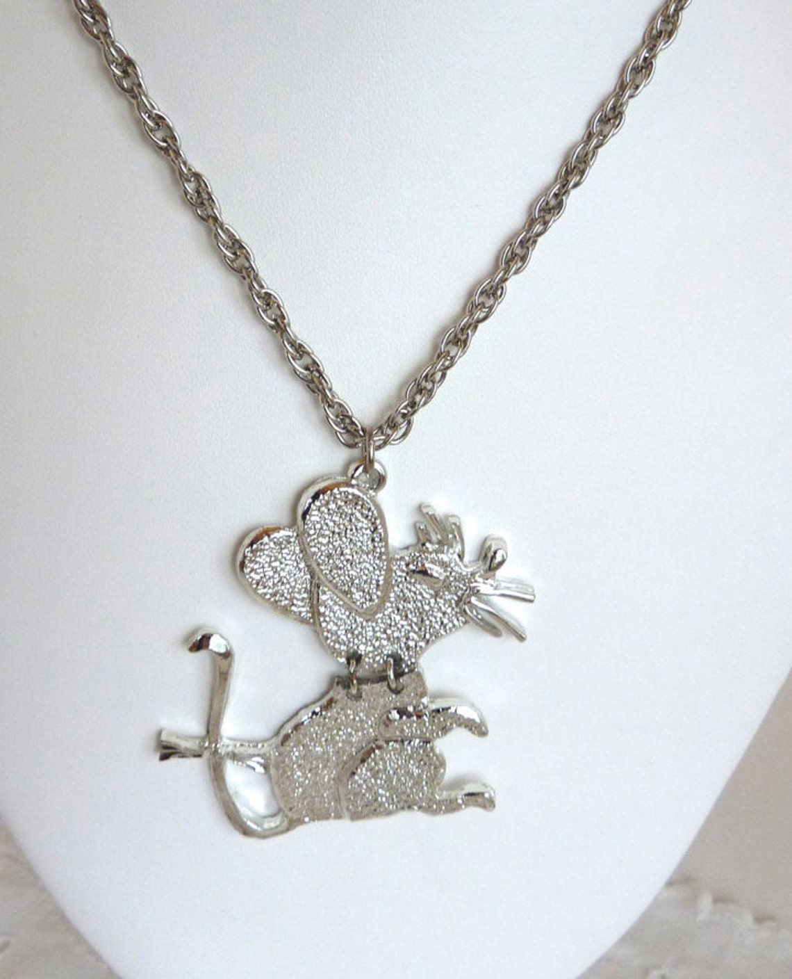 Mouse Pendant Necklace Articulated Moveable Lady Mouse W/ Bow - Etsy