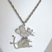 Mouse Pendant Necklace Articulated Moveable Lady Mouse W/ Bow Silver ...