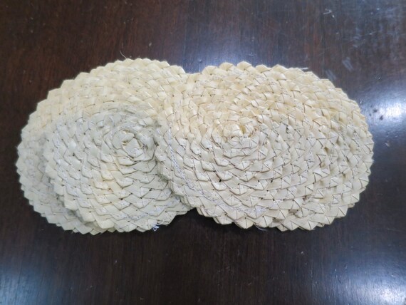 4 Raffia Reed Coasters Coiled Sewn Woven Straw Coasters Set of - Etsy