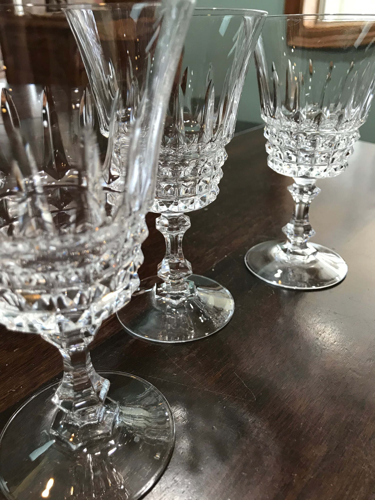 4 Lenox Cut Crystal Stemware Water Wine Goblets Liquor Etsy
