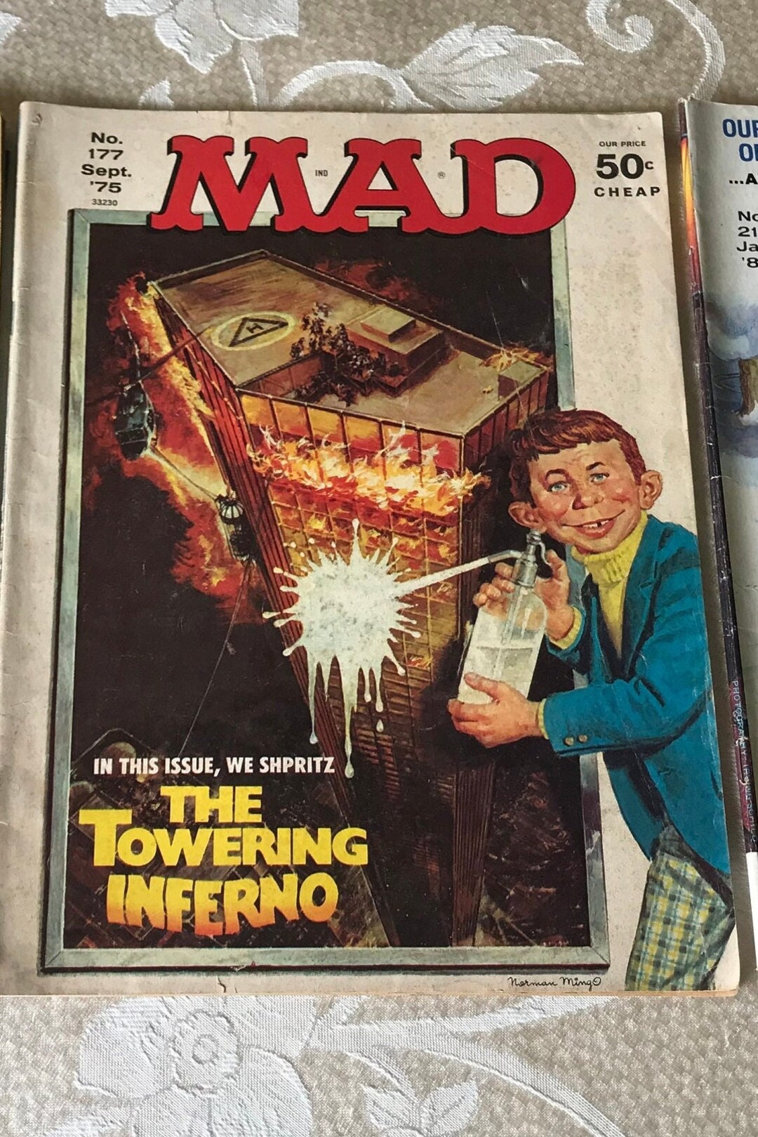 Sept 1975 MAD Magazine Alfred E Neumann Towering Inferno Cover Cheeko ...