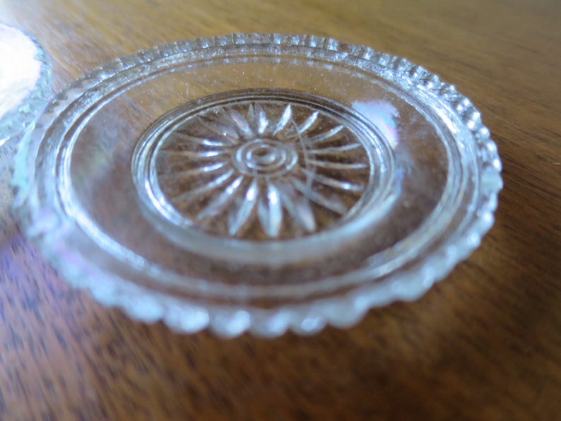 2 Antique Glass Butter Pats Cup Rests EAPG Crystal Glass Early ...