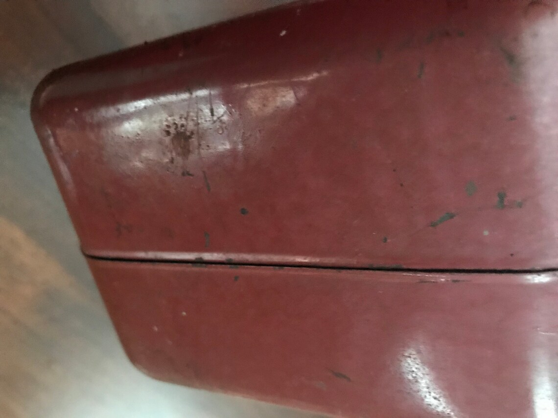 Red Metal Box W/ Lock Drill Box Primitive Industrial Enameled - Etsy