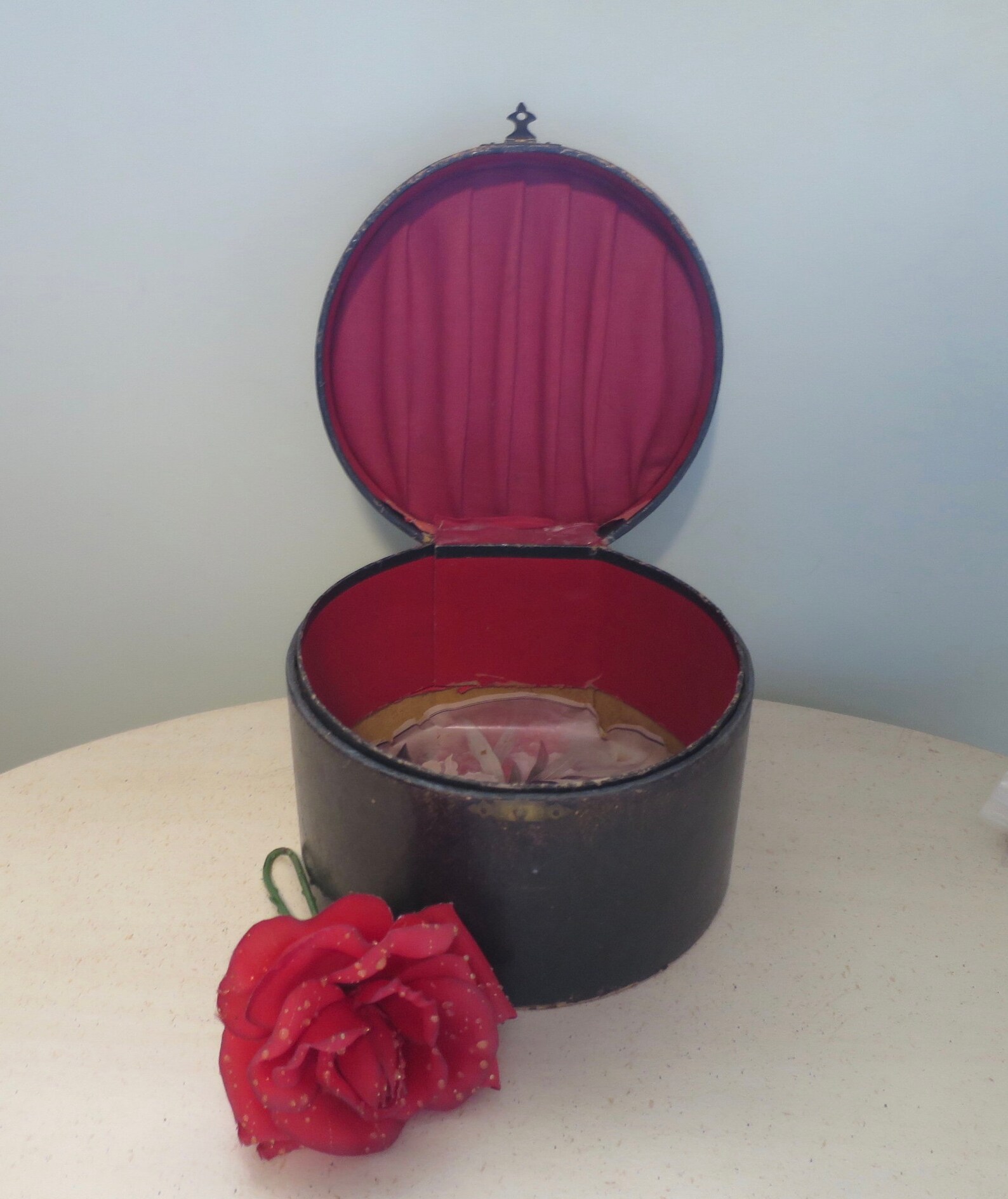 Antique Collar Box Victorian Black Cardboard Domed Round Box - Etsy