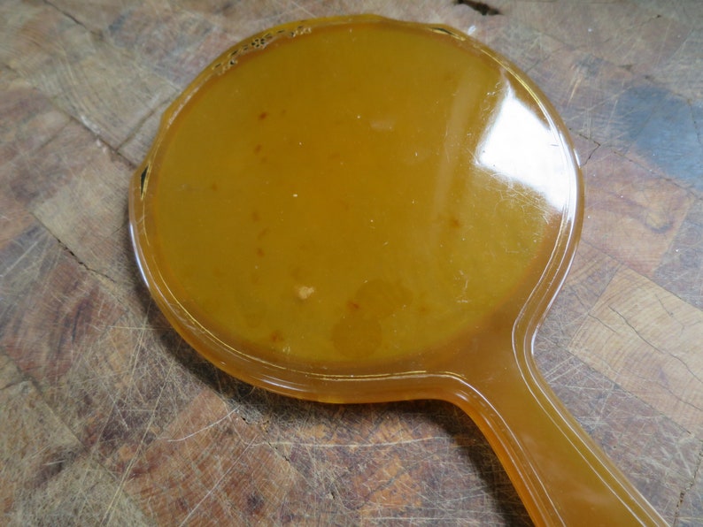 Butterscotch Celluloid Hand Mirror Amber Pyralin Bakelite Vanity Hand ...