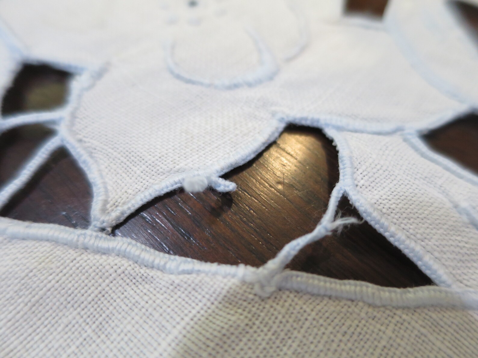 White Linen Cutwork Doily Blue Machine Embroidery Flower - Etsy