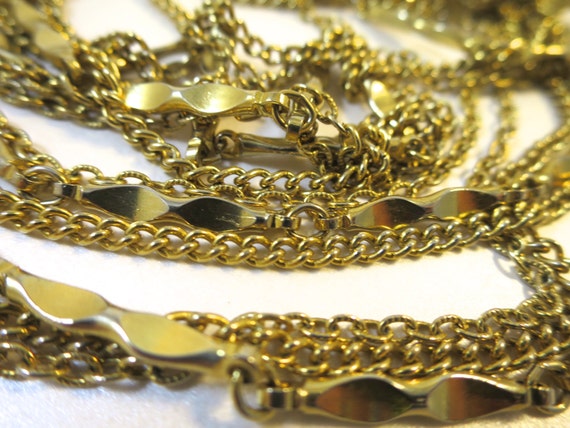 6 Strand Chain Necklace 48 Inch Long Opera Length Gold Finish | Etsy