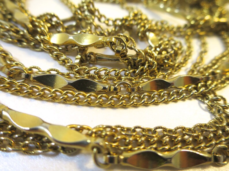 6 Strand Chain Necklace 48 Inch Long Opera Length Gold Finish | Etsy