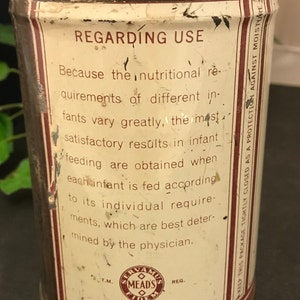 1940's Baby Formula Tin Mead's Dextri-maltose Formula Additive W/ Yeast ...