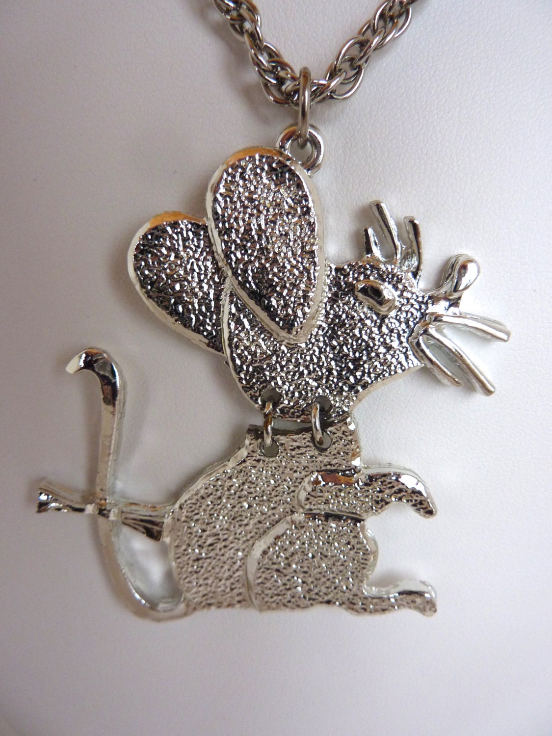 Mouse Pendant Necklace Articulated Moveable Lady Mouse W/ Bow - Etsy
