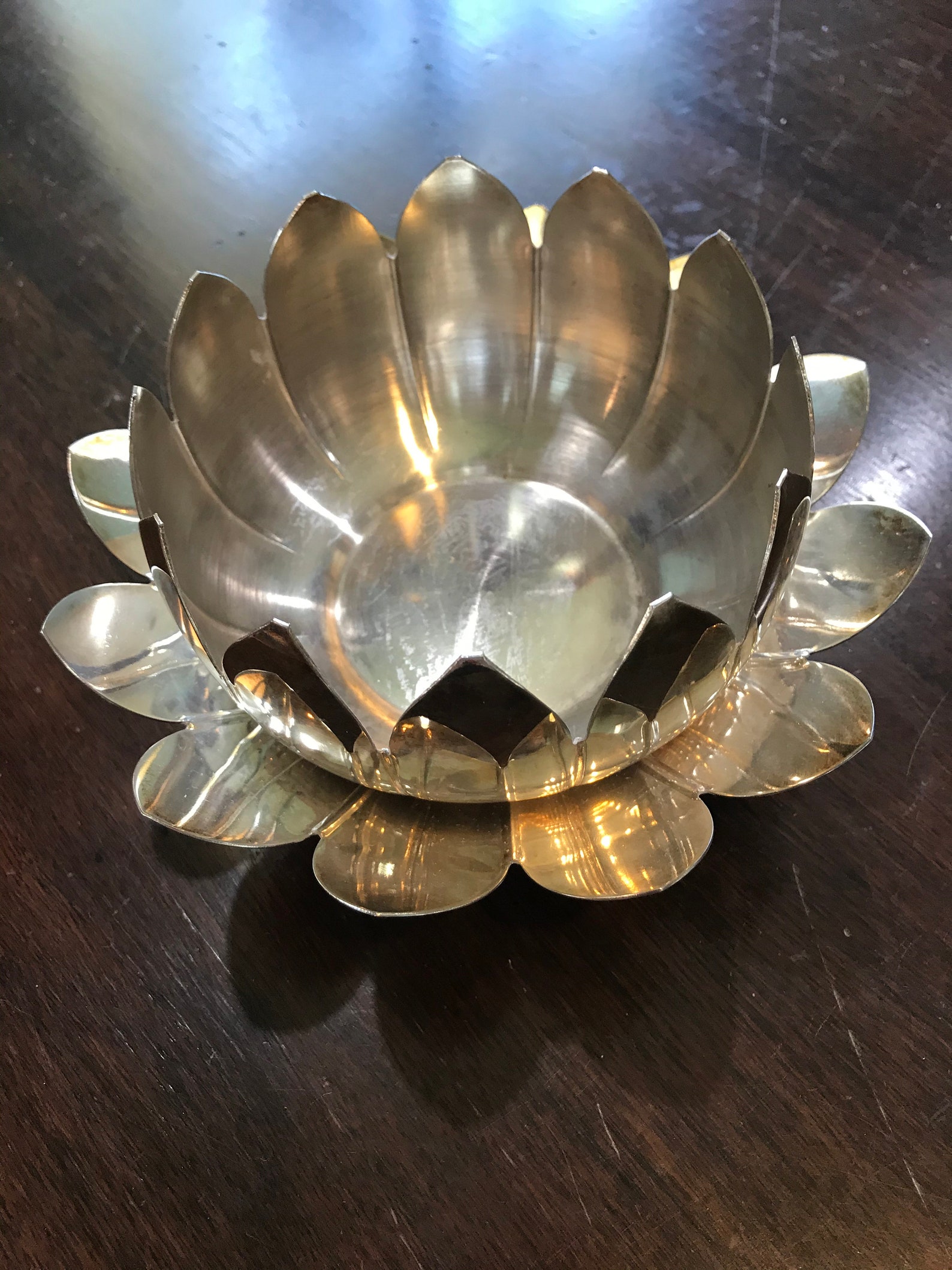 Silver Plate Lotus Bowl W/ Floral Frog Insert Leonard Silver - Etsy