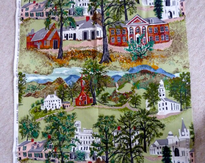 Vintage Unused Grandma Moses Fabric 1 Yd - Scenic Williamstown - Etsy