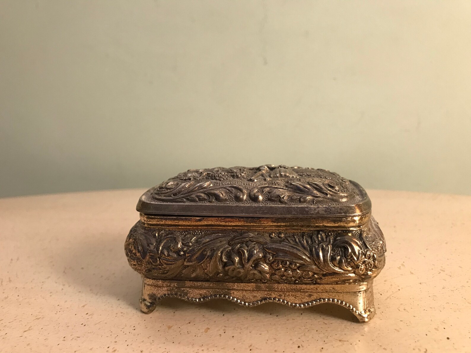 Silver Metal Jewel Casket/box Ornate Repousse Design Hinged | Etsy