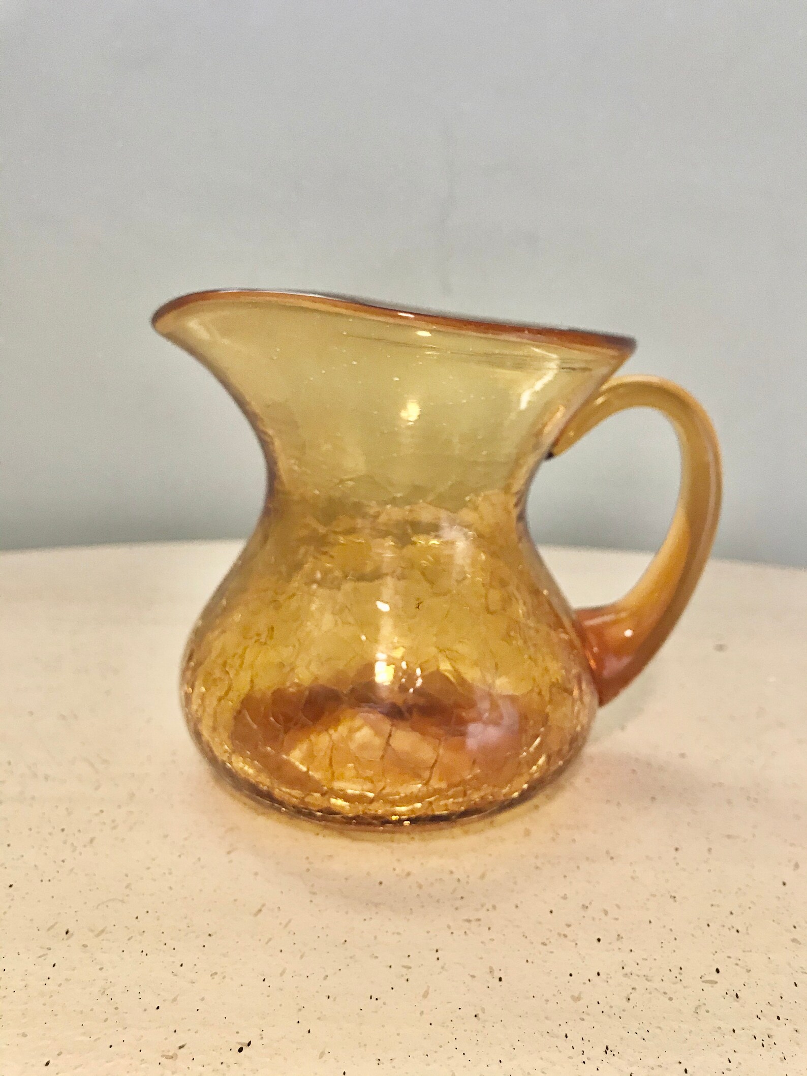 Amber Crackle Glass Pitcher Pilgrim Art Glass Hand Blown 16 - Etsy